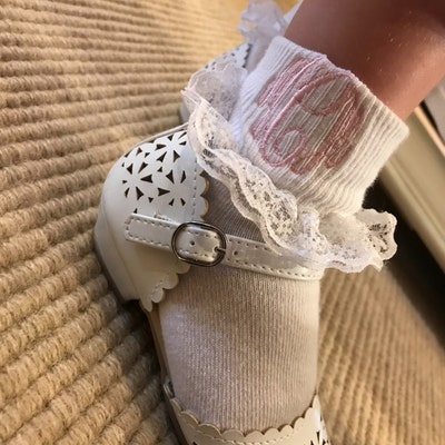 Baby Girl Monogrammed Ruffle Socks Matching Hairbow Toddler Monogrammed ...