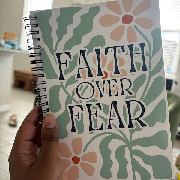 Faith Over Fear Bible Verse Notebook Retro Floral Spiral Notebook Ruled ...