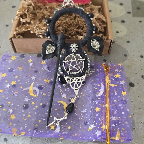 Crystal Point Hair Stick, Pagan Hair Pin, Decorative Wood Hair Pin ...