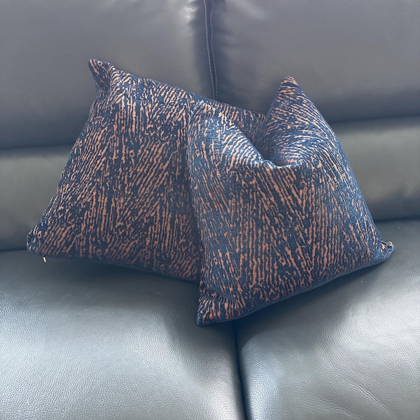 Navy Blue and Rust Textured Pillow Cover,navy Blue Zebra Pillowcase ...