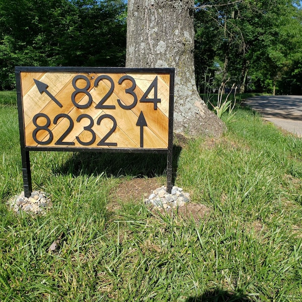 Shared Driveway Sign | Multiple Address Stake With Arrow | Rustic ...