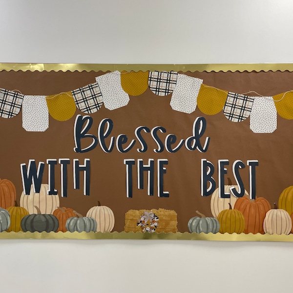 Thanksgiving Bulletin Board Plaid Decorations November Classroom Decor ...