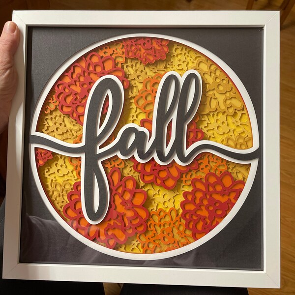 3D FALL With Flowers SVG - Fall Flowers Svg - Shadow Box Svg - for ...