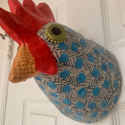 Faux Taxidermy Rooster, Paper Mache Rooster, Paper Mache Sculpture ...