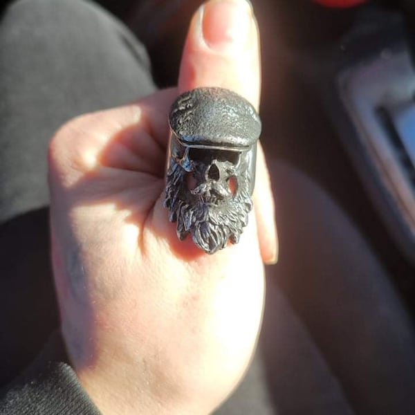 Hand Sculpted Bearded Irish Ring : Oxidized Lead Free Pewter Beard Flat ...