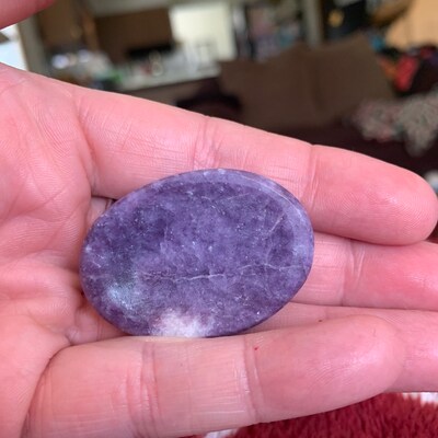 LEPIDOLITE Worry Stone Natural Stone Hand Carved Gemstone Worry Stone - Etsy