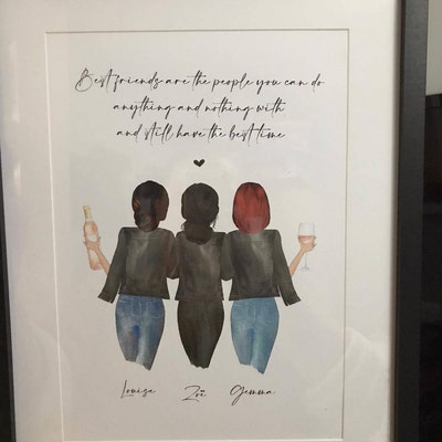 Best Friend Gift, Friend Present, 2, 3 Or4 Friend Group, Personalised ...