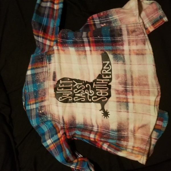 Pick Your Design Blank Distressed Flannel Shirts, Bleached Flannel ...