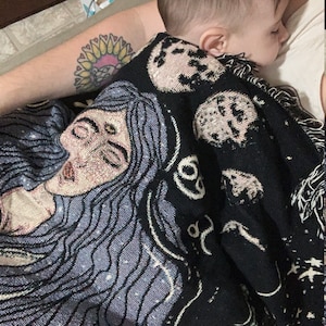 Awakening Goddess Woven Throw Blanket, Goddess in Water Woven Throw ...
