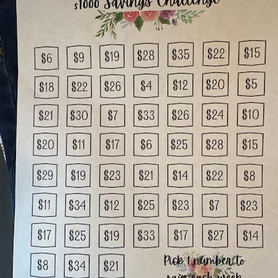 Printable 7,500 Dollar Savings Challenge Tracker, Save 7,500 Dollars in ...