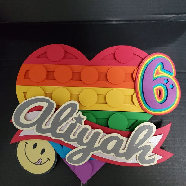 Rainbow Cupcake Pop It Cake Topper/ 3d Cake Topper/ Personalized ...