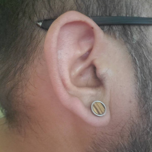 Wood Stud Earrings Men, Earthy Earrings Men, Mens Stud Earrings, Wooden ...