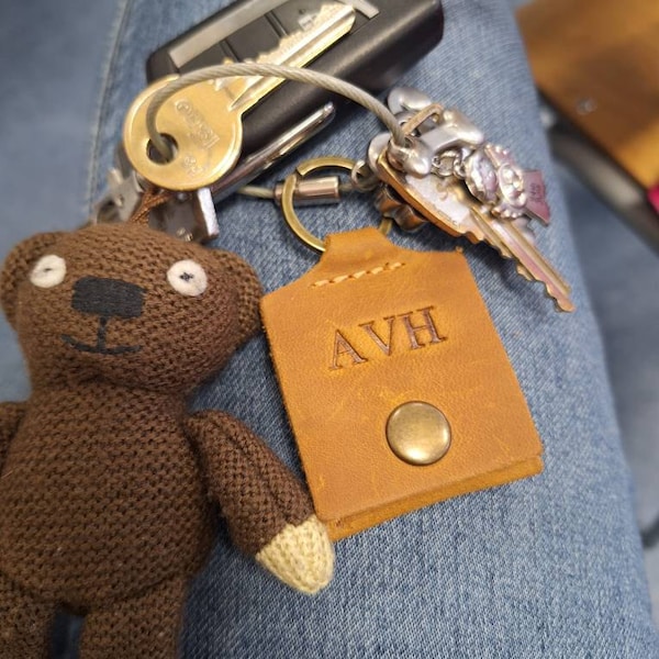 Personalized Leather Coin Keyring Pouch, Coin Holder Keychain, Coin Key ...