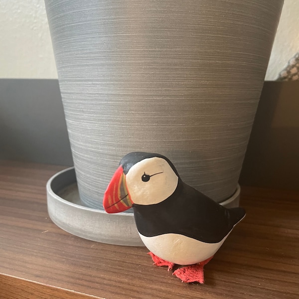 Mini Puffin - Hand Carved Wooden Bird - Etsy
