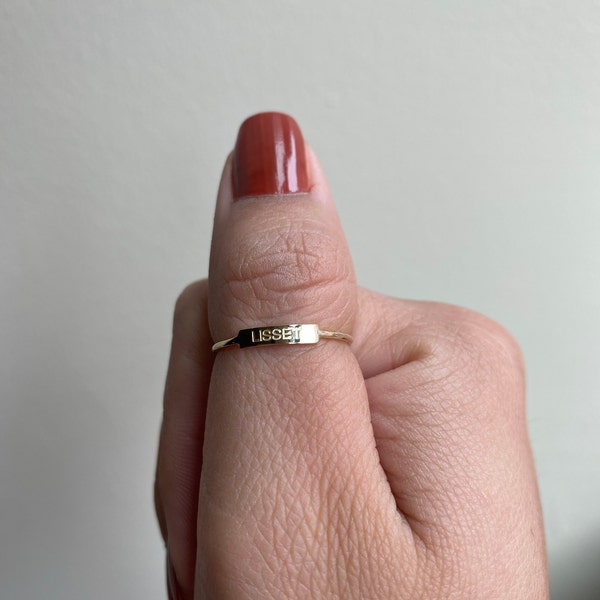 Nameplate Ring 14K Solid YELLOW Gold Personalized Real Gold Ring 14k ...