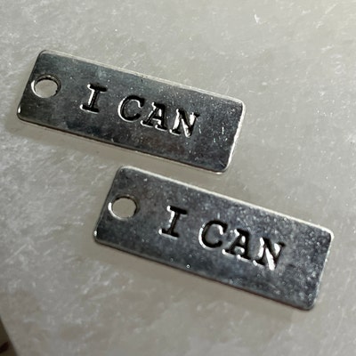 20pcs I Can Charms Word Motivation Charm Antique Silver Tone 24x10mm ...