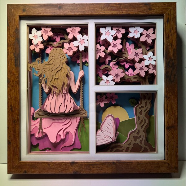 3D Lilac Branch Flowers Shadow Box SVG, 3D Spring SVG, 3D Lilac Flowers ...