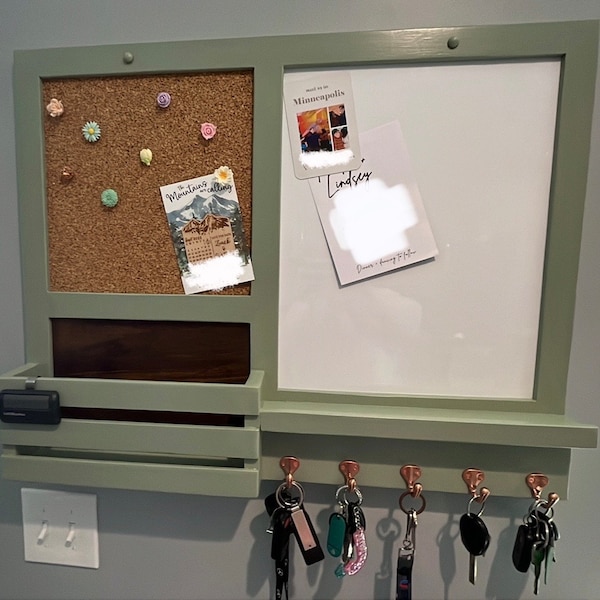 MAGNETIC Dry Erase Board Organizer/command Center With Cork Board, Mail ...