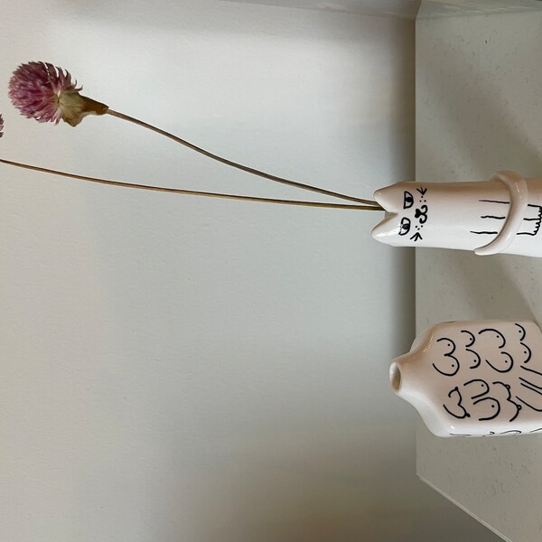 Cat Tiny Modern Vase / Tiny Mini Vase / Cat Lover Gift / Mini Bud Vase ...
