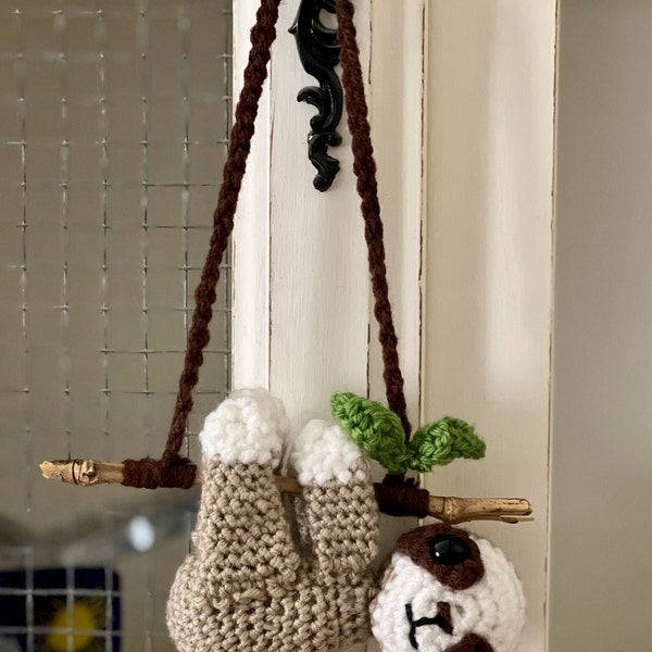 CROCHET PATTERN Hanging Sloth, Crochet Mini Sloth Pattern, Crochet Car ...