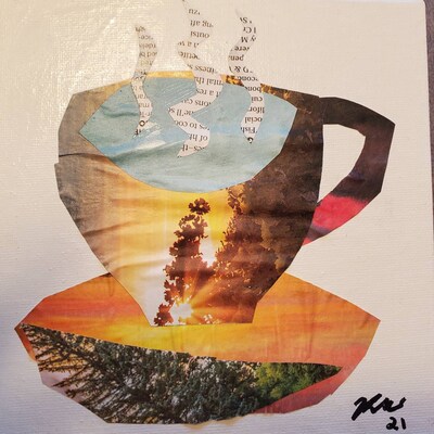 Delighted Original Paper Collage Art - Etsy