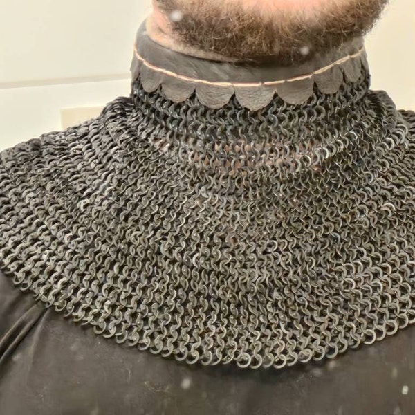 Medieval 9 Mm Chainmail Shirt Steel Flat Ring Riveted With Washer, Half ...
