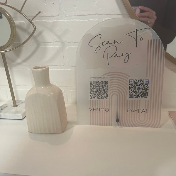 Arch Scannable QR Code Payment Table Sign || Frosted Acrylic Business ...