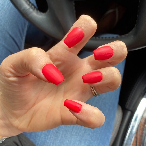 Classic Red Press on Nails | Matte or Gloss | Choose Your Shape ...