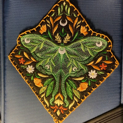 Lunar Moth in Fall Foliage Diamond With Border AND Coordinating ...