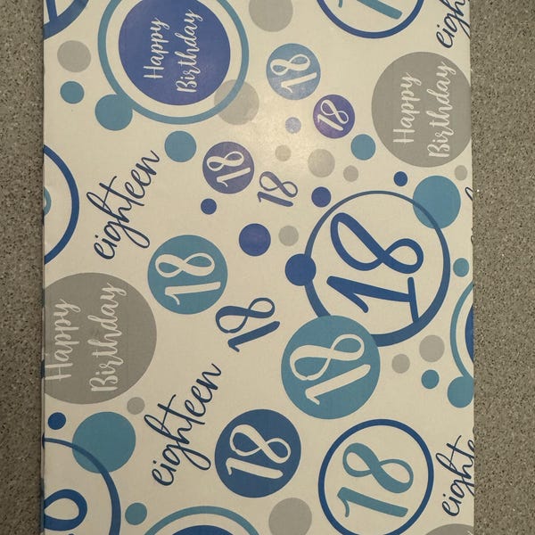 2 Sheets 15th Birthday Boy Star Shape Design Wrapping Paper Age 15 ...