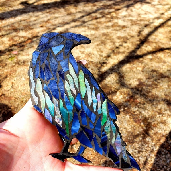 Northern Lights Raven Glass Mosaic - Etsy