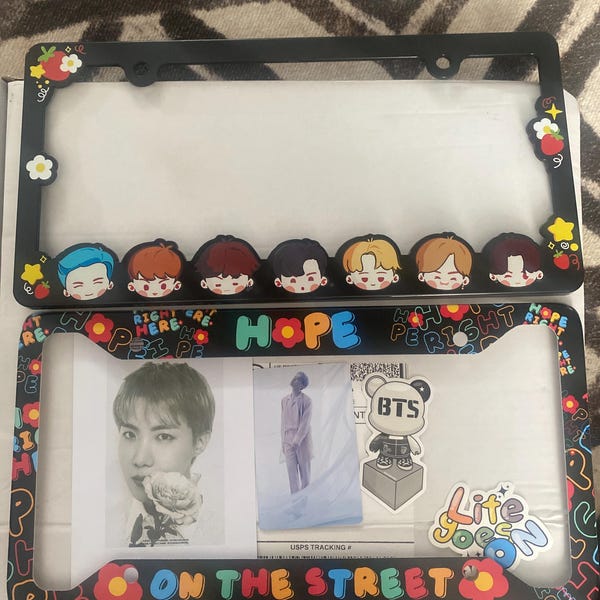 Kpop License Plate Frame | Cute Custom Characters K-pop License Plate ...
