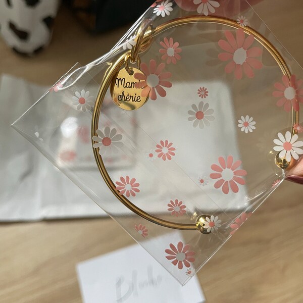 Bracelet jonc avec médailles à graver en acier inoxydable • Bracelet ...