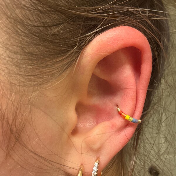 Rainbow Helix - Rainbow Cartilage Earring - Rainbow Helix Piercing - Pride Helix - Rainbow Helix ...