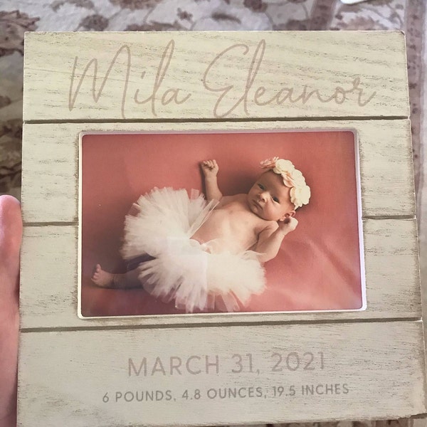 Simple and Sweet Personalized Pink Picture Frame, Baby Girl Gift ...