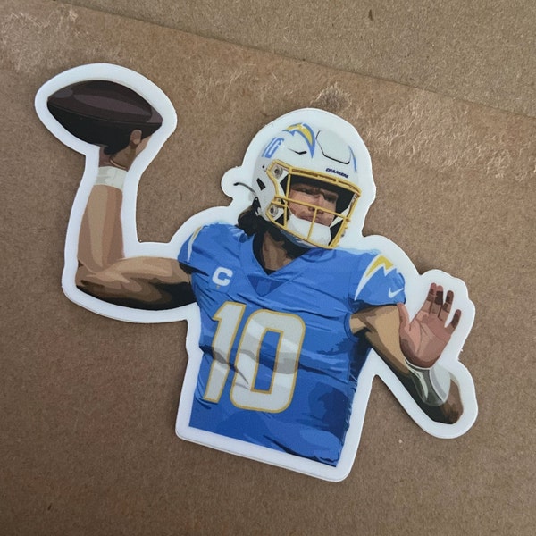 Justin Herbert Los Angeles Chargers Vinyl Sticker Throw (white Border ...