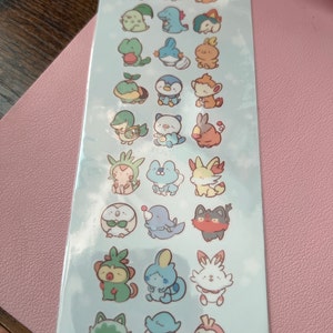 Pastel Tiny Derpy Poké Gen 1-9 Starters Sticker Sheet 27 Stickers - Etsy