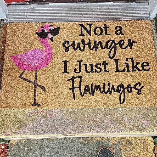 Flamingo Doormat Summer Doormat Summer Porch Decor Flamingo Decor Cute ...