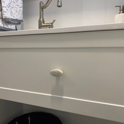 White Hammered Marble Pull, White Marble Pull, Furniture Hardware ...