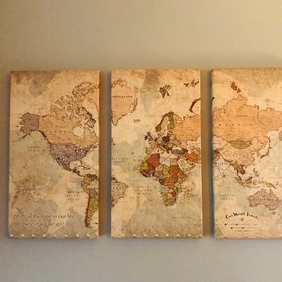 Push Pin Travel Map of World, Personalized Gift for Travelers, Modern ...