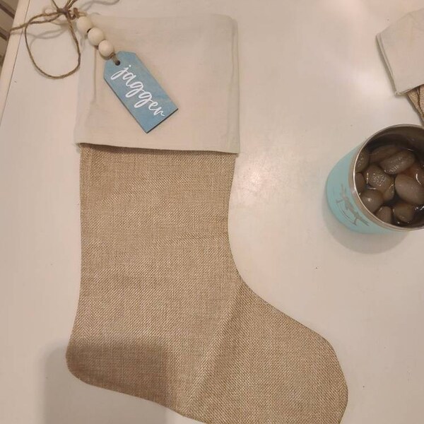 Personalized Beach Theme Stocking Name Tags // Coastal Christmas ...