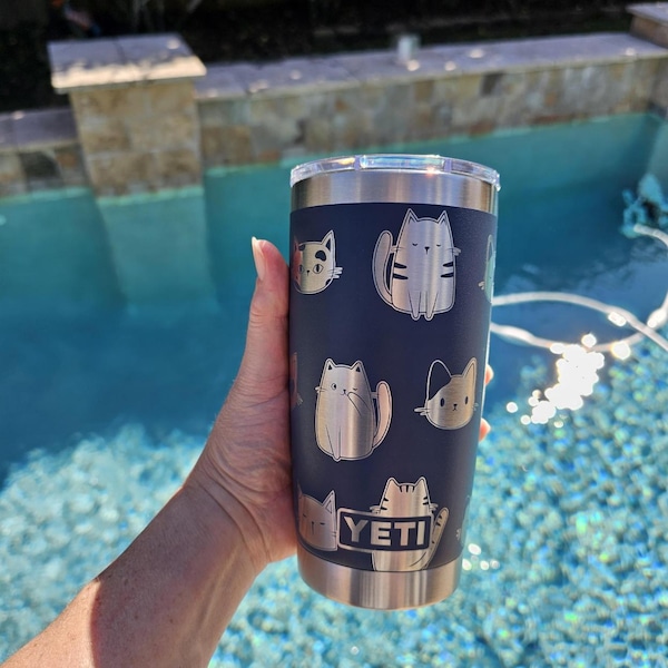 Cat Lover Yeti Tumbler, Personalized Kitty Mom Gift, Engraved 20oz ...