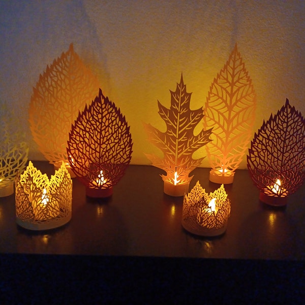 Fall Leaves Svg Lantern Template, Autumn 3d Papercut, Paper Lantern Svg ...