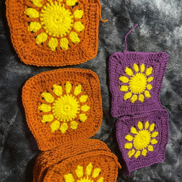 Sun Granny Square Pattern/sunshine Granny Square Pattern/ Crochet Pattern/ Beginner Crochet ...