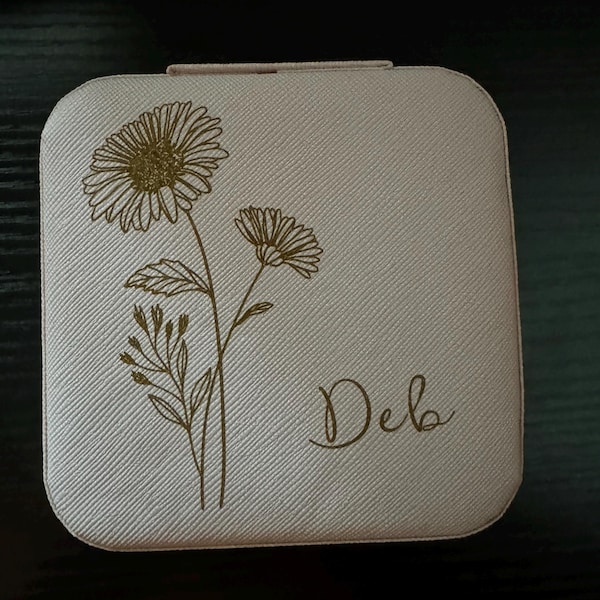 Personalized Walnut Wood Music Box, Birth Flower Music Box, Birthday ...