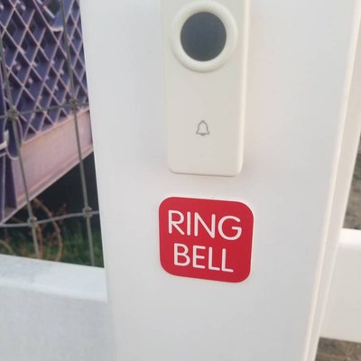 Engraved 2x2 Red RING BELL Wall Plate Adhesive Backed Plaque Sign ...