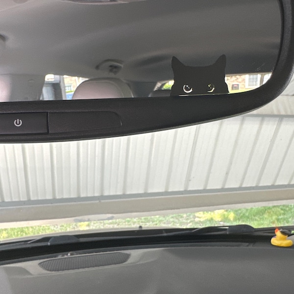 Cat Peeker Decal, Car Decal, Black Cat Peeker Sticker, Blank Button ...