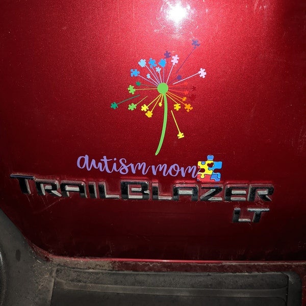 Autism Puzzle Piece Dandelion Car Decal, Autism Awareness, Autism ...