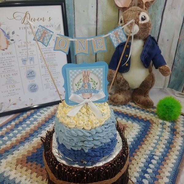 Peter Rabbit Cake Topper Set - Cake Bunting & Topper Set - Spring Bunny ...