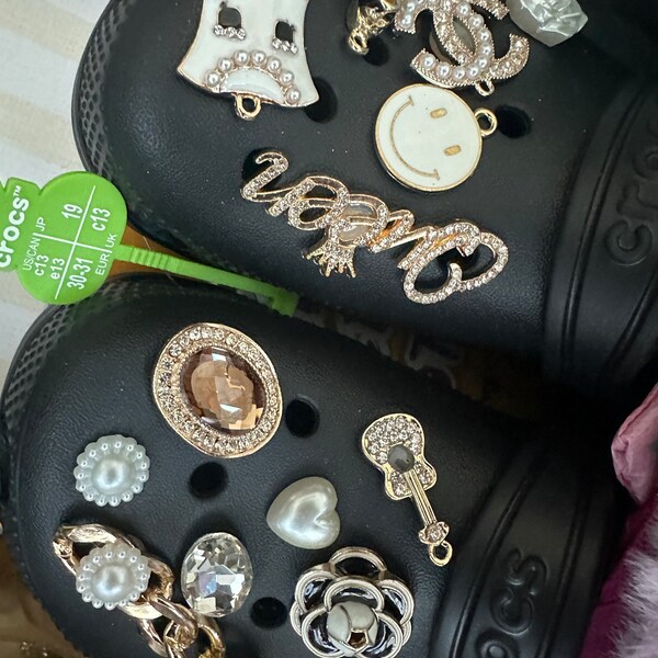 22 Pcs Shoe Charms for Crocs Bling Lilac Butterfly Bow Purse Set 63223 ...